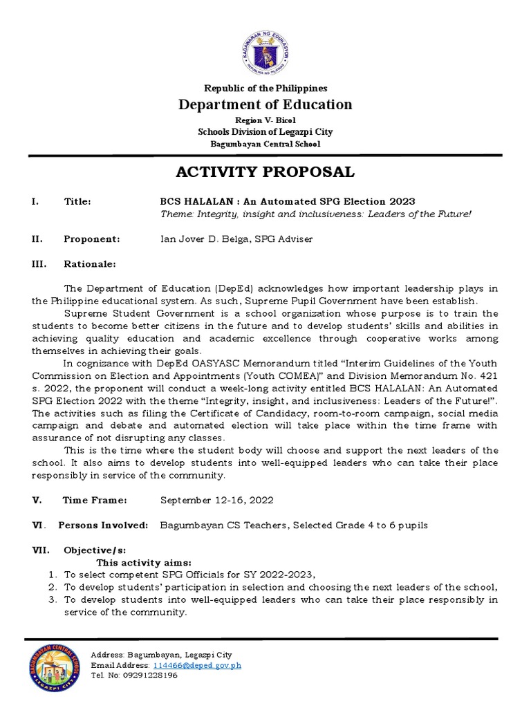 Activity Proposal SPG | PDF