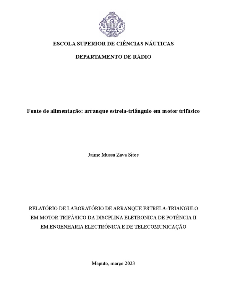 Relatorio de Arranque Estrela Triangulo | PDF | Relé | Rede elétrica