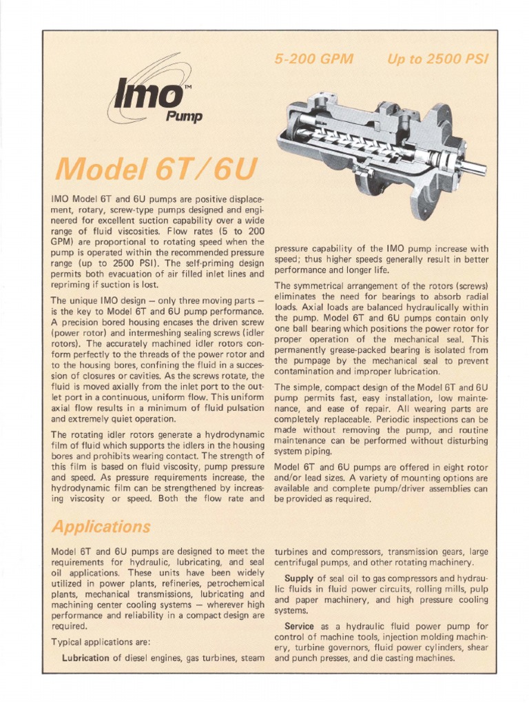 Imo Pump Data Sheet G6uvc-187 | PDF