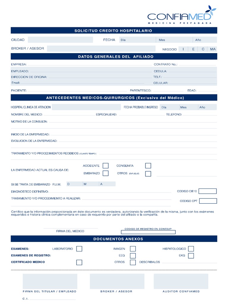 Solicitud-Credito-Hospitalario (Confiamed PDF | PDF
