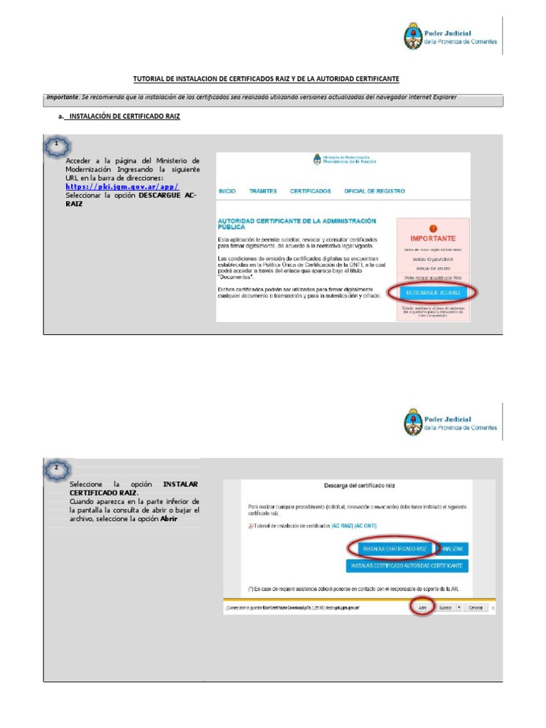 1 - Tutorial Instalacion Certificado RAIZ y Autoridad Certificante PARA INTRANET | PDF ...