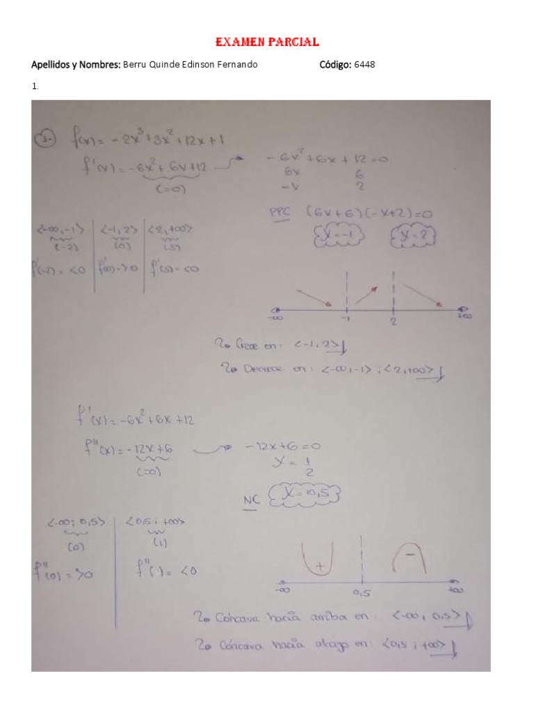 Examen Parcial Calculo 1 | PDF