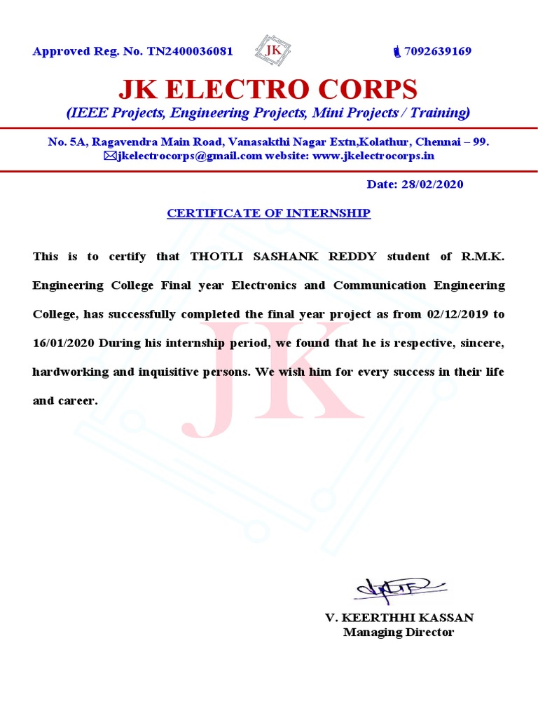JK ELECTRO CORPS CERTIFICATE TEMPLATE | PDF