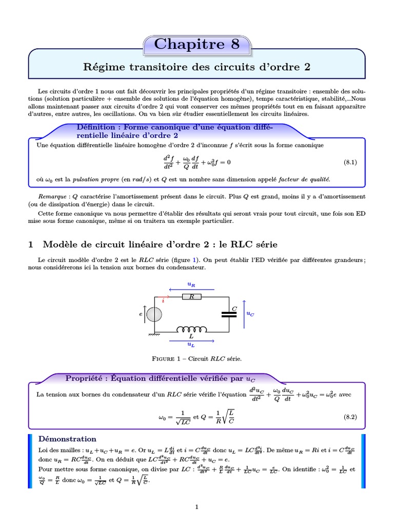 Régime Transitoire des Circuits d'Ordre 2 | PDF | Analyse mathématique ...