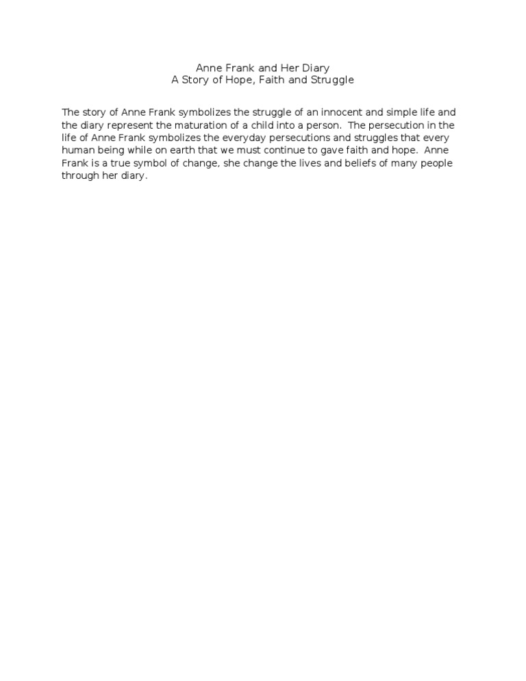 Anne Frank: A Symbol of Hope | PDF