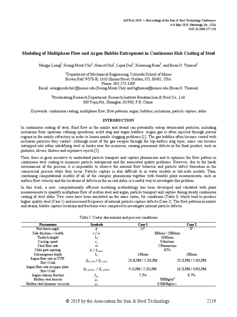 Modeling of Multiphase Flow and Argon Bubble Entrapment in Continuous ... Modeling of Multiphase Flow and Argon Bubble Entrapment in Continuous ...