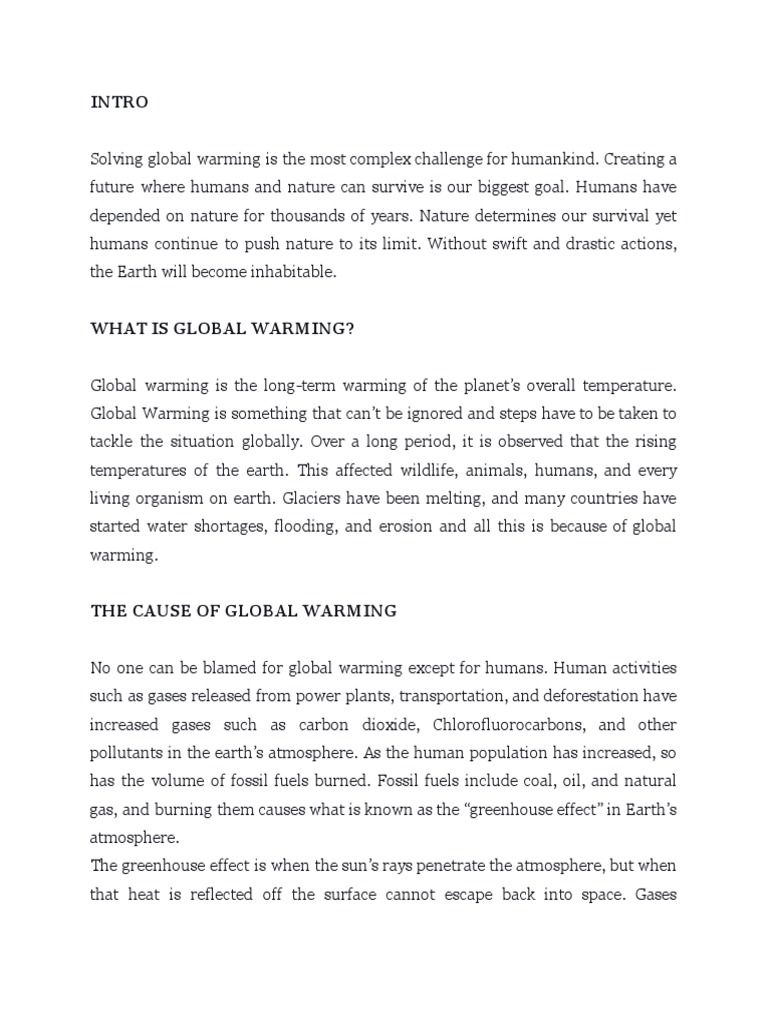 The Urgent Need to Address Global Warming: Causes, Effects, and ...