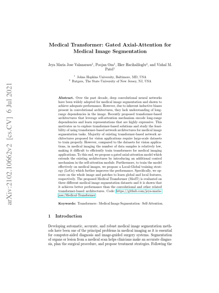 Medical Transformer Gated Axial Attention For Medical Image Segmentation Pdf Image