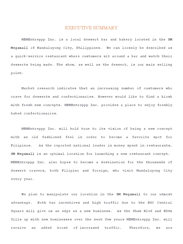 Executive Summary 1 | PDF | Startup Company | Small Business & Entrepreneurs