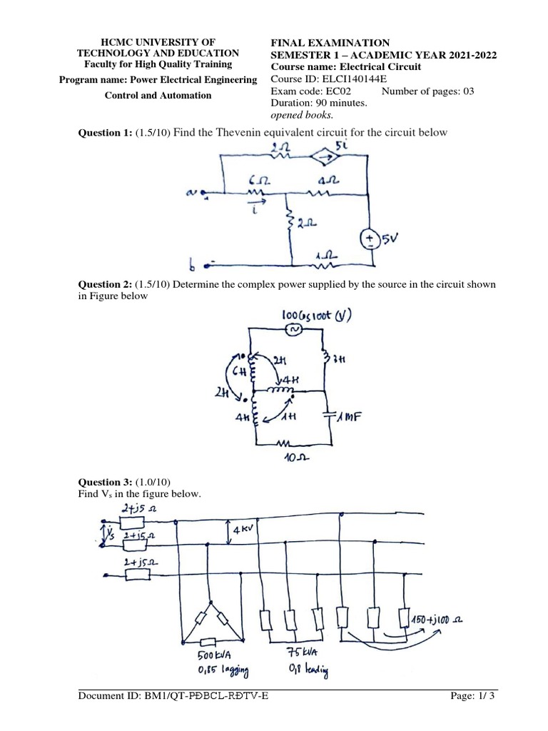 FINAL-TERM-Electical-circuit-S1-2021-2022-code 02 | PDF | Electrical Network | Computer Engineering