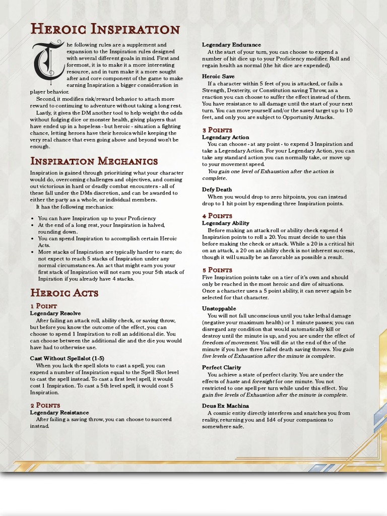 5e DM Tool - Heroic Inspiration - GM Binder | PDF | Gaming