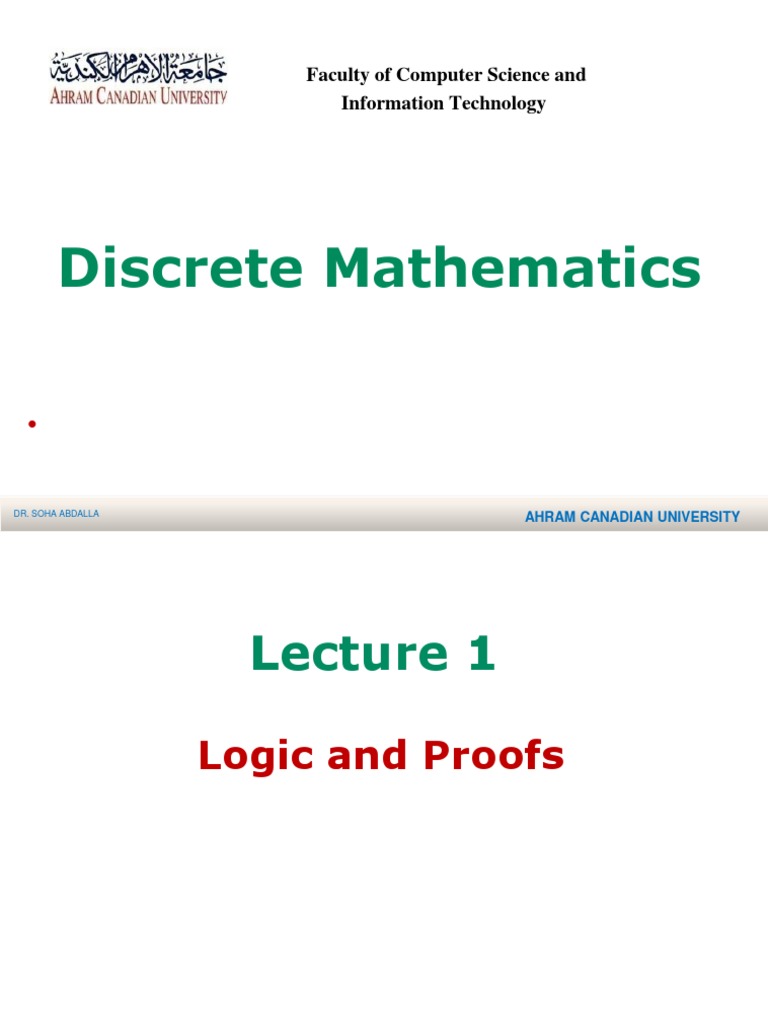 DM - L01 - Logic and Proofs | PDF | Mathematics | Discrete Mathematics