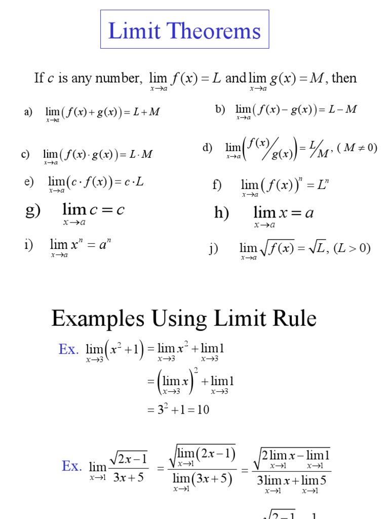 Limit Theorems Pdf Mathematics Calculus