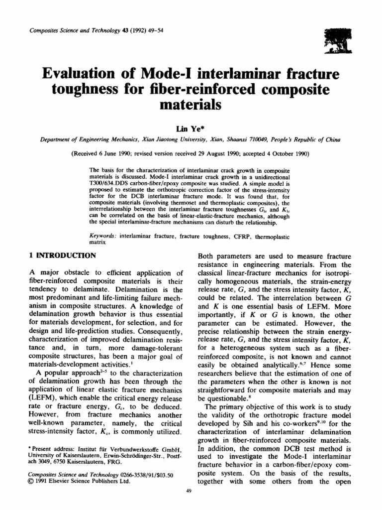 Evaluation of Mode-I Inter Laminar Fracture Toughness For Fiber ...