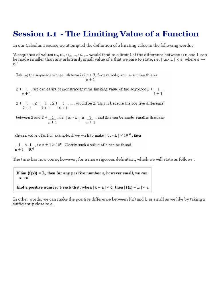 Unit 1 - Convergence and Divergence | PDF | Limit (Mathematics) | Functions And Mappings