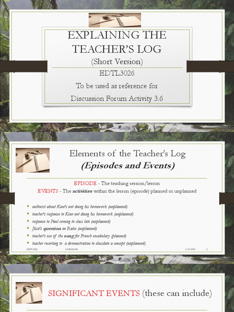 THE TEACHER'S LOG Short Version | PDF | Lesson Plan | Communication