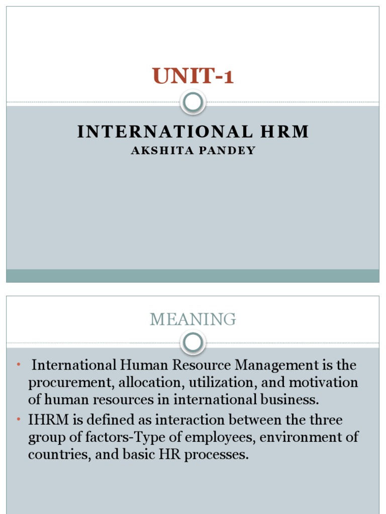 Unit-1 Ihrm | PDF | Cost Of Living | Human Resource Management