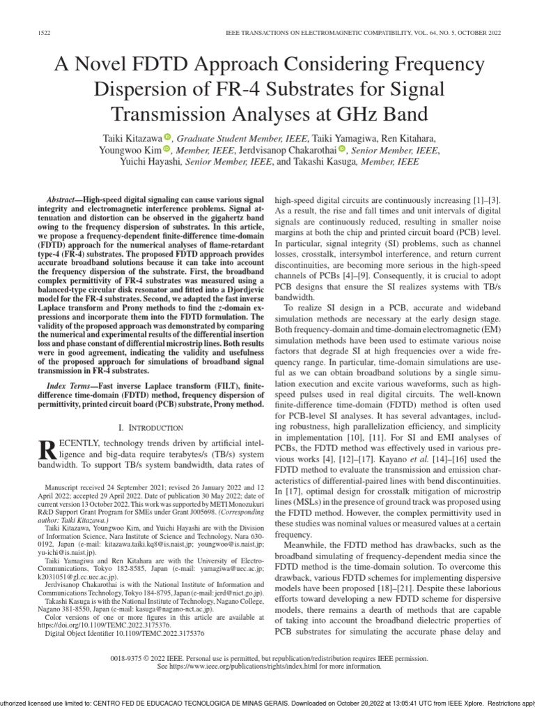 A Novel Fdtd Approach Considering Frequency Dispersion Of Fr 4 Substrates For Signal