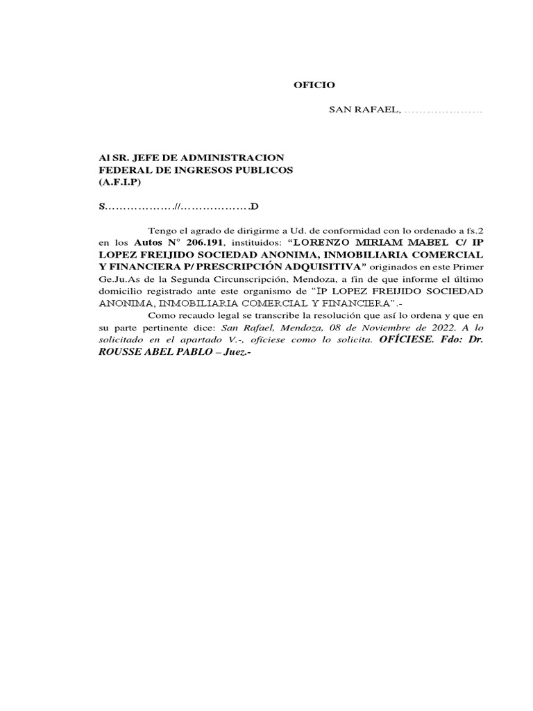 Oficio Afip PDF | PDF | Derecho