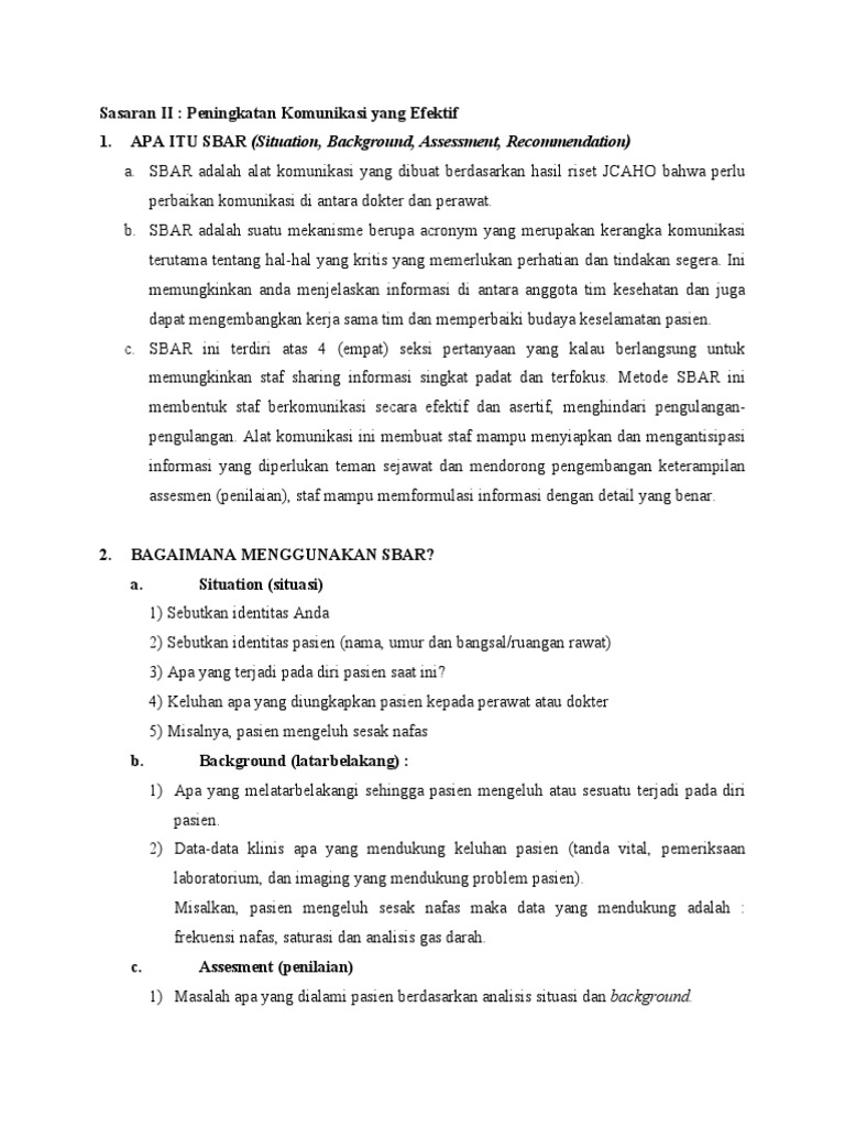 Contoh Sbar | PDF