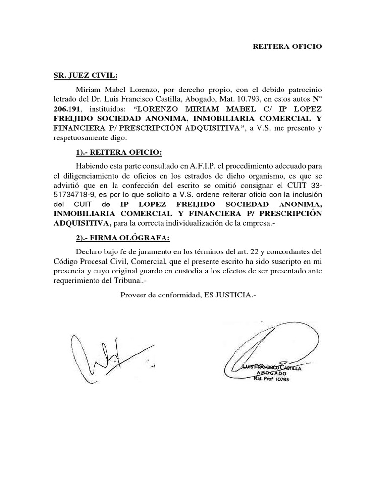 oficio afip reitera | PDF