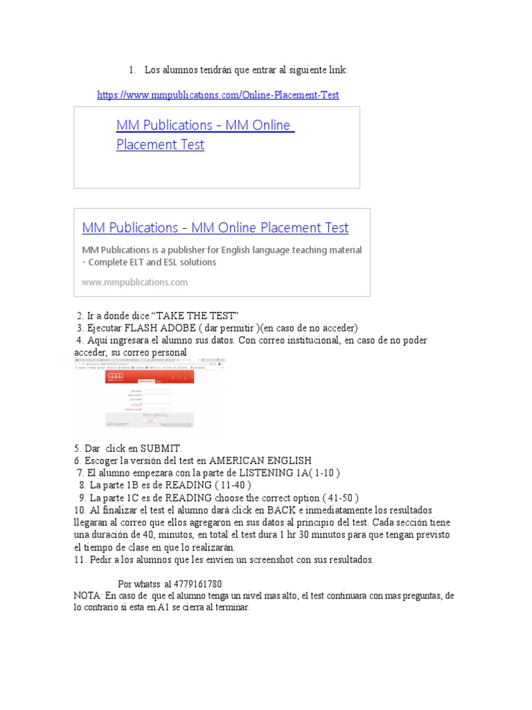 Placement test instructions.docx | PDF