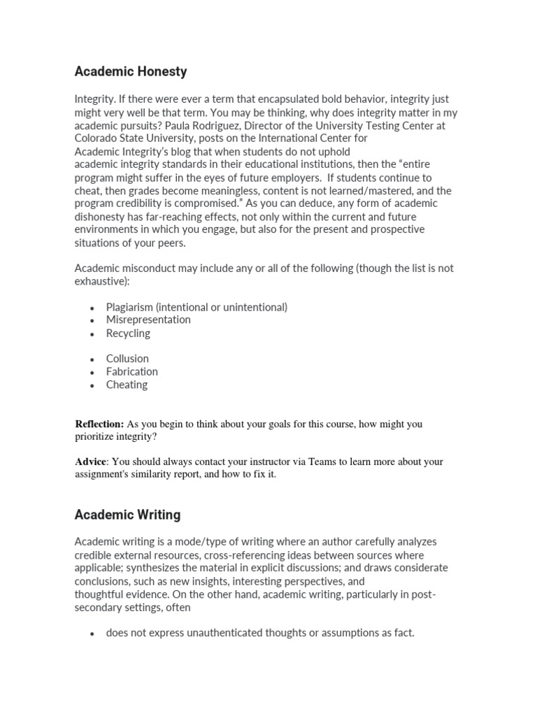 Academic Honesty | PDF