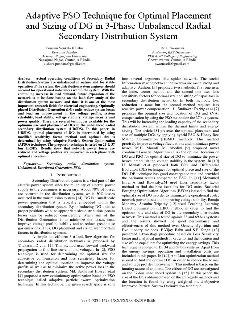 Ieee Paper Pdf Mathematical Optimization Electric Power Distribution