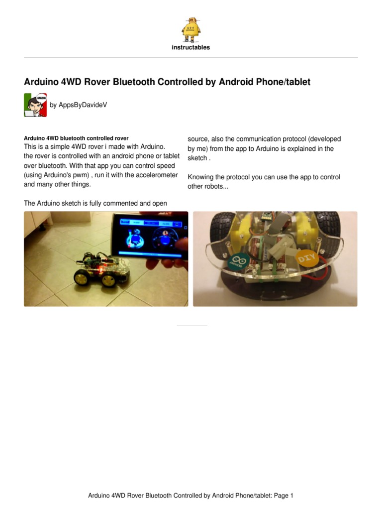 Arduino 4wd Rover Bluetooth Controlled By Android Pdf