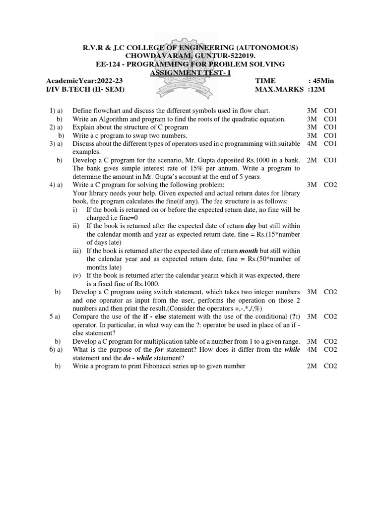 EE124 Assignment I | PDF | Theoretical Computer Science | Computer Programming