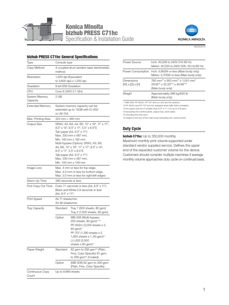 C71hc Spec and Install Guide PDF | PDF