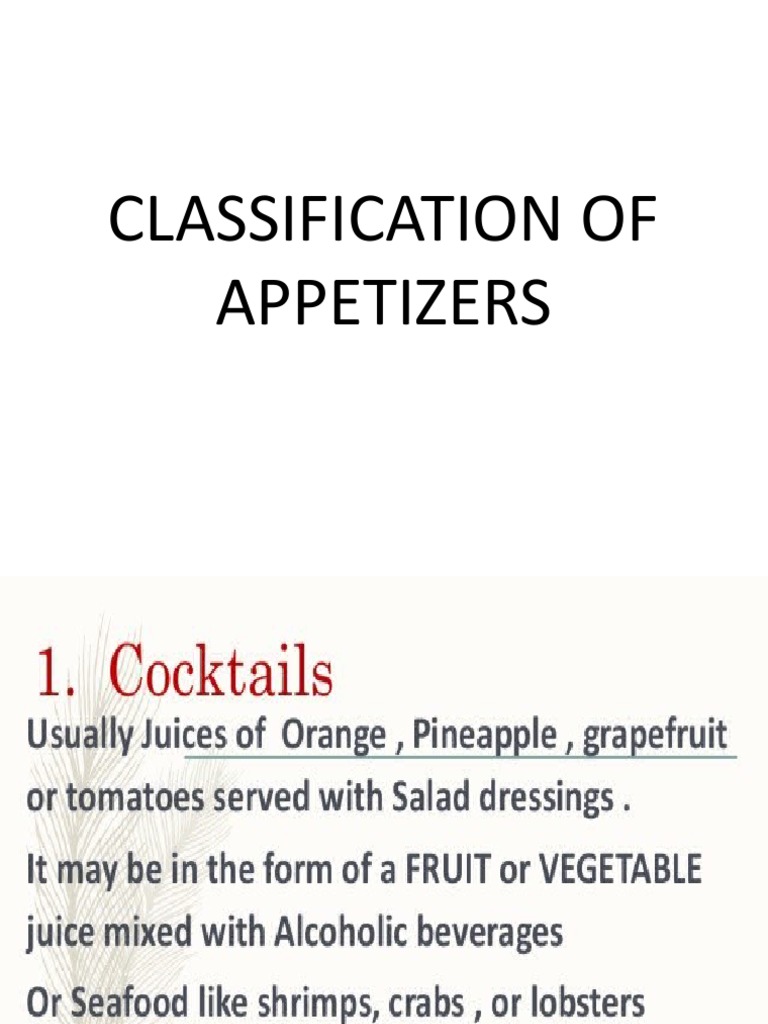 Classification of Appetizers | PDF