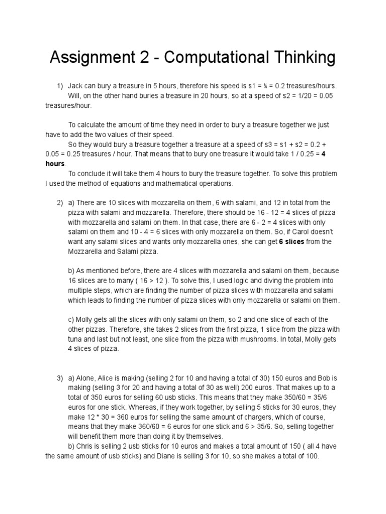 Assignment 2 - Computational Thinking | PDF