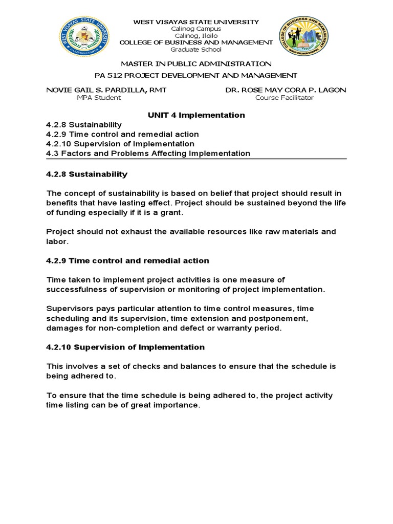 PA 512 Project Development & Management (UNIT 4) | PDF | Economies