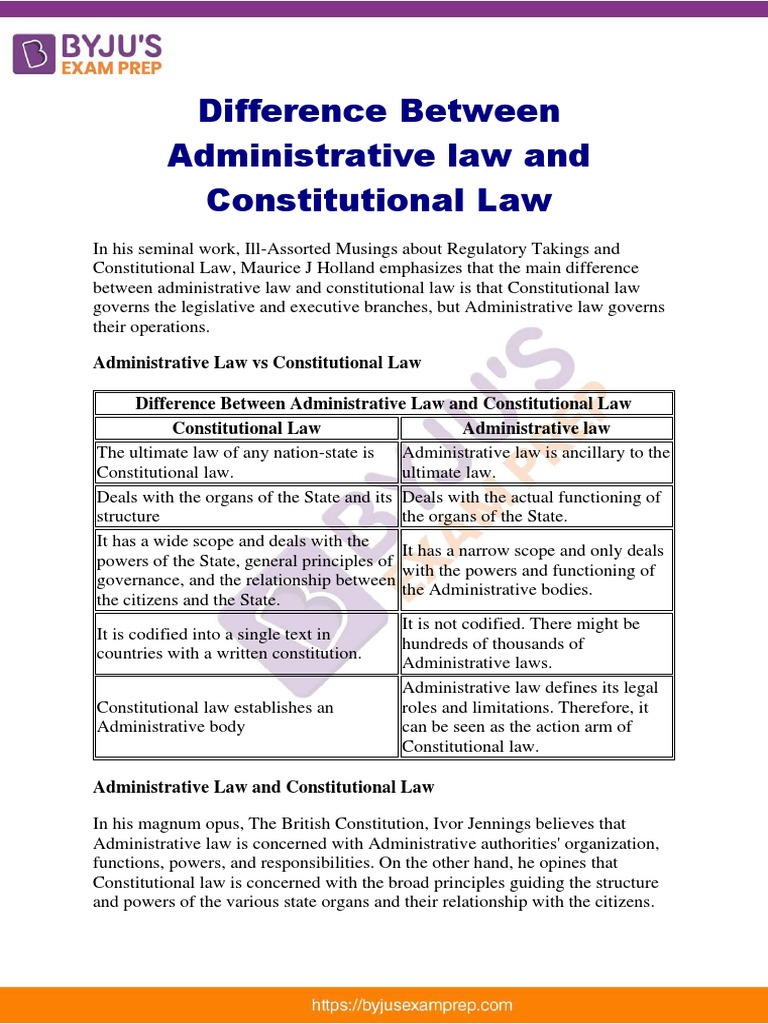 Distinction Between Administrative and Constitutional Law | PDF ...