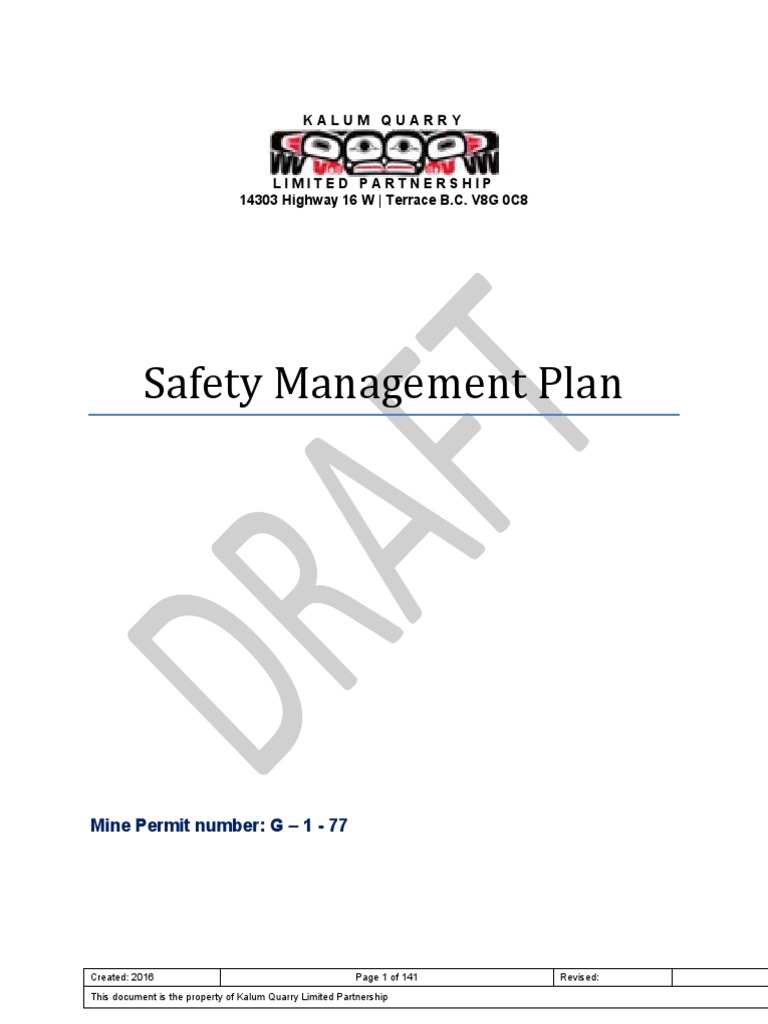 Kalum Quarry Safety Management Plan | PDF | Occupational Safety And ...