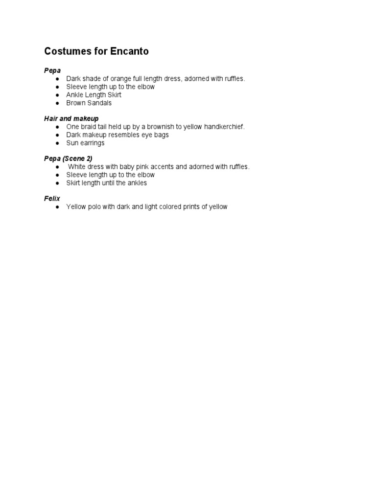 Sample Costumes | PDF