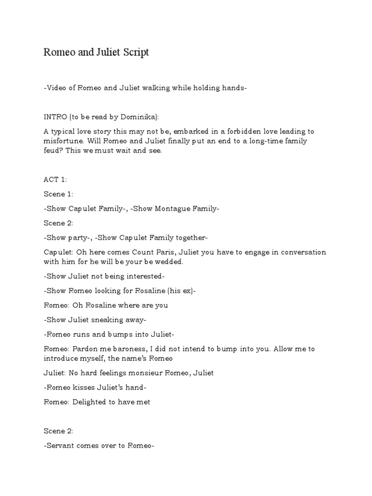 Romeo and Juliet Script | PDF | Characters In Romeo And Juliet | Romeo ...