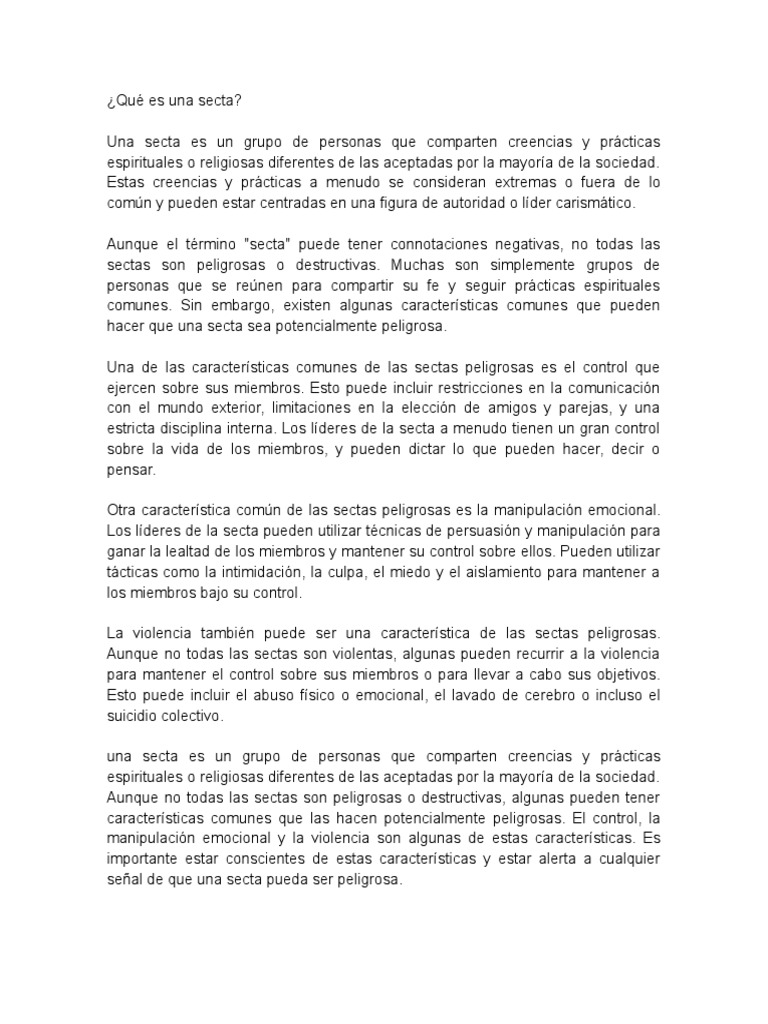 Qué Es Una Secta | PDF | Secta