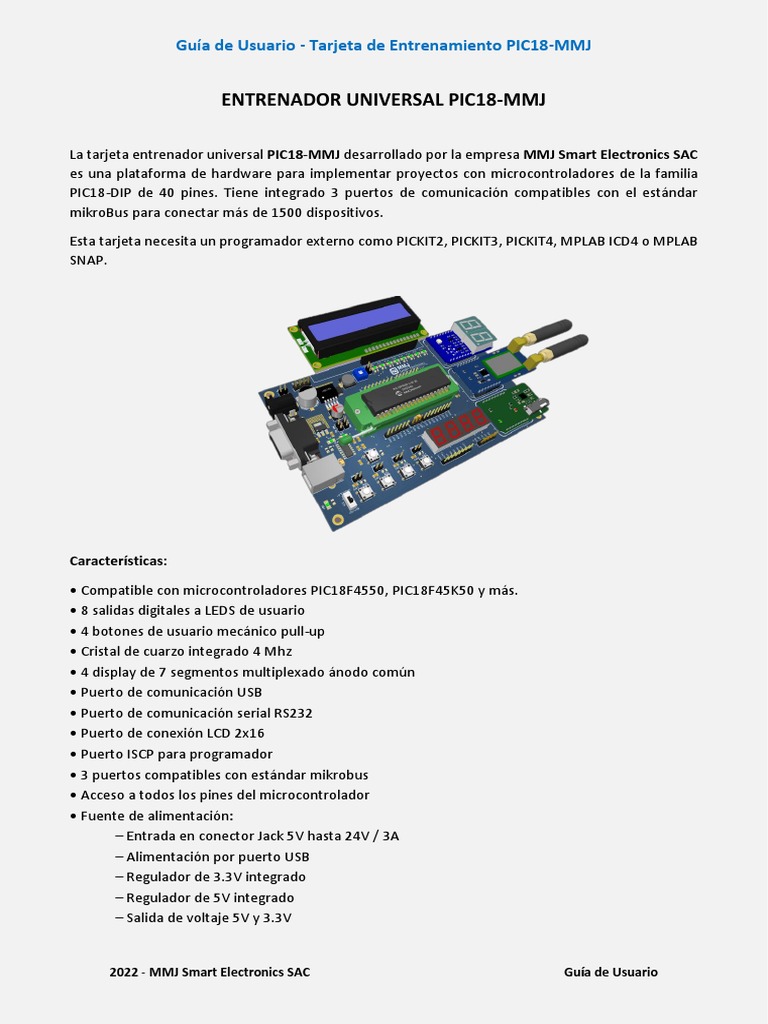 Manual Usuario Entrenador Universal Pic18 | PDF | Microcontrolador | USB