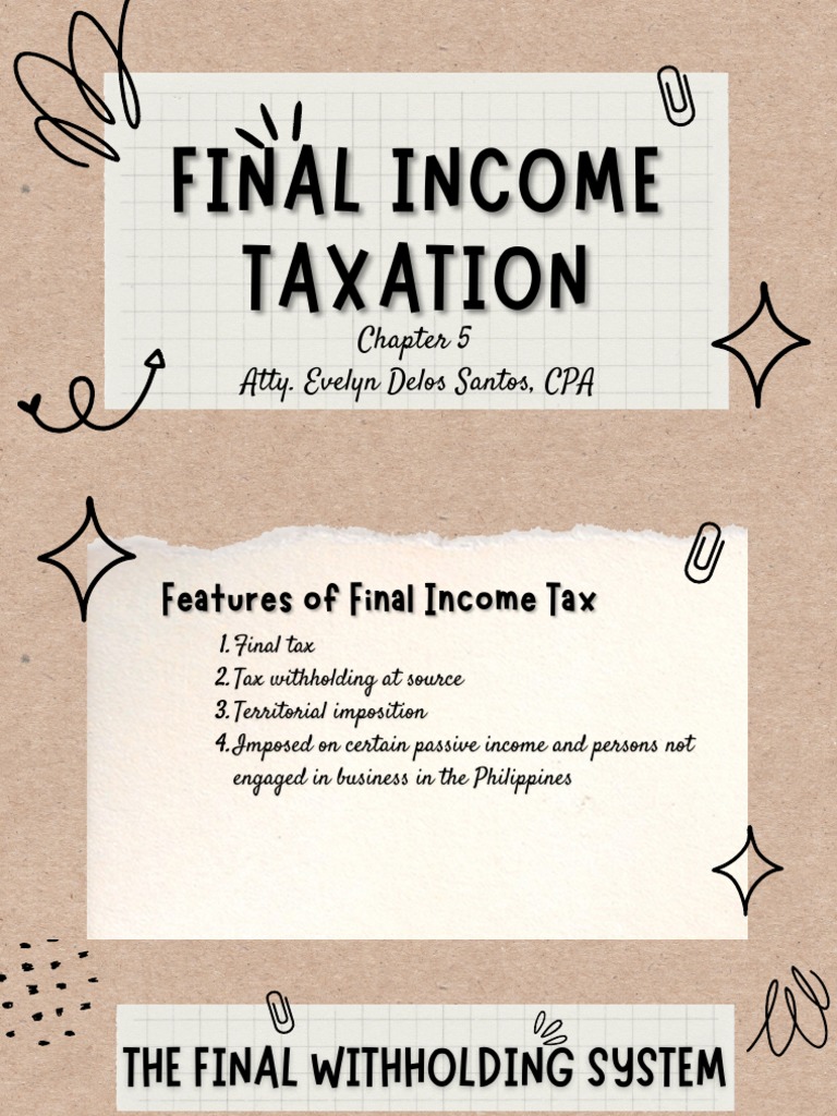 Chapter 5 - Final Income Taxation PDF | PDF | Dividend | Taxes