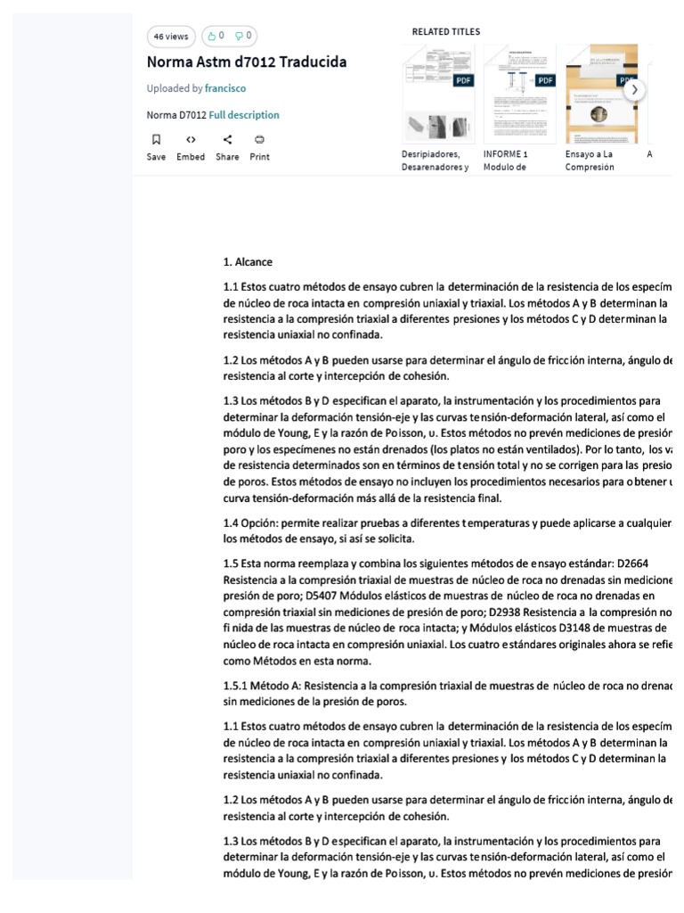 Norma ASTM D7012: Ensayo de Compresión | PDF | Tecnología