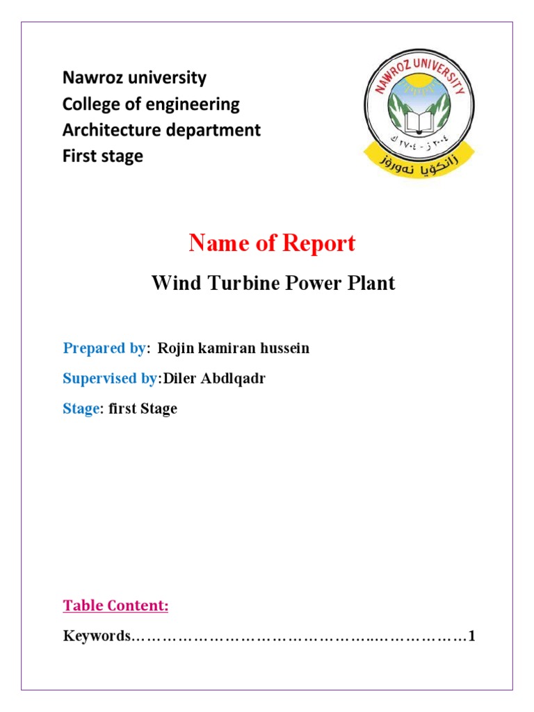 Report Wind Turbine Power Plant | PDF | Wind Power | Wind Turbine