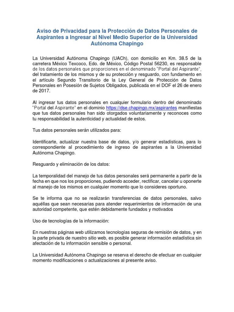 Aviso de Privacidad simplificado 2023 | PDF