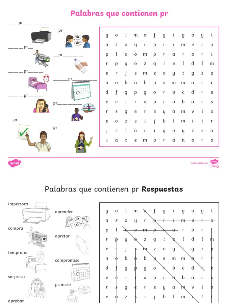Sa L 10 Sopa de Letra Palabras Que Contienen PR - Ver - 1 PDF | PDF
