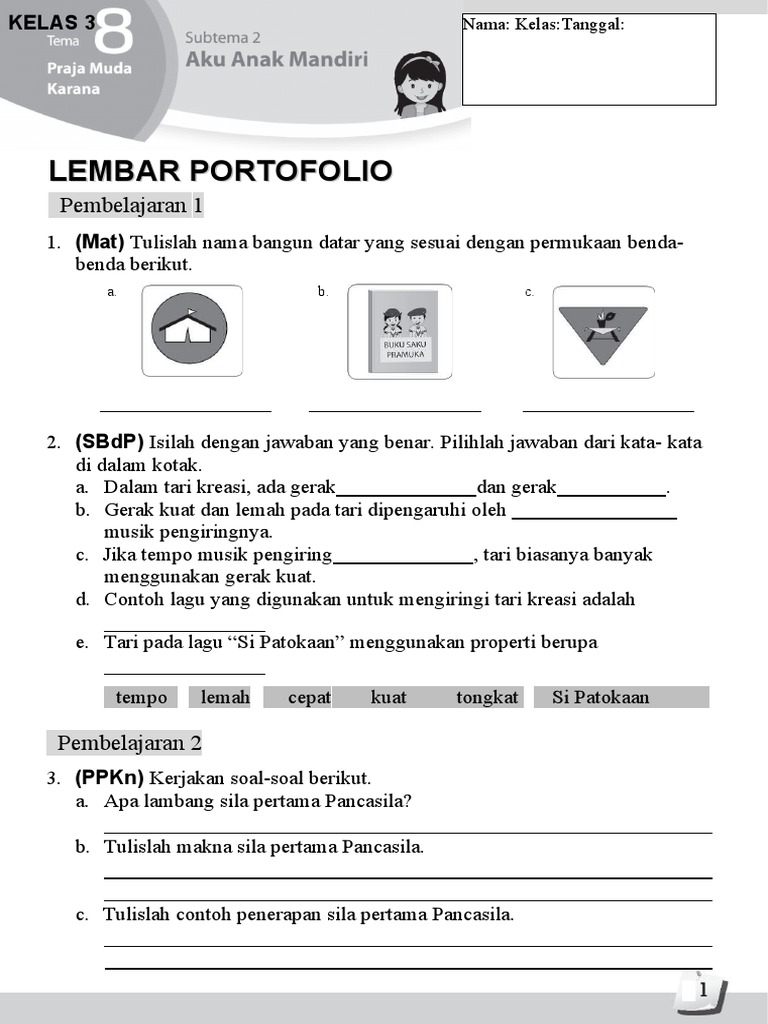 LEMBAR PORTOFOLIO BUPENA 3D Tema 8 Sub 2 | PDF