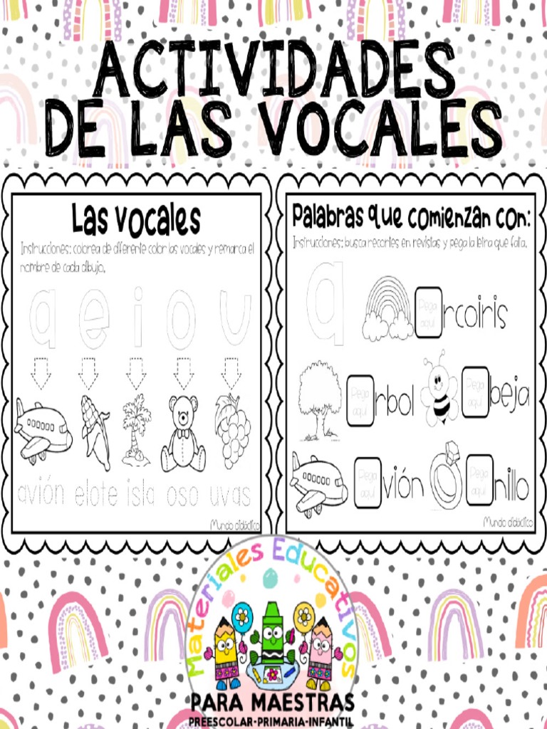 Cuadernillo de Actividades para Aprender Las Vocales Recopilado Por ...