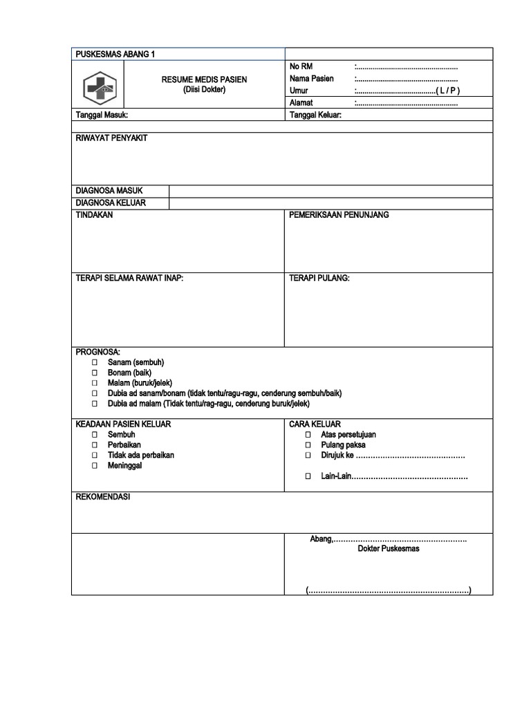 RM Resume Medis Pulang | PDF