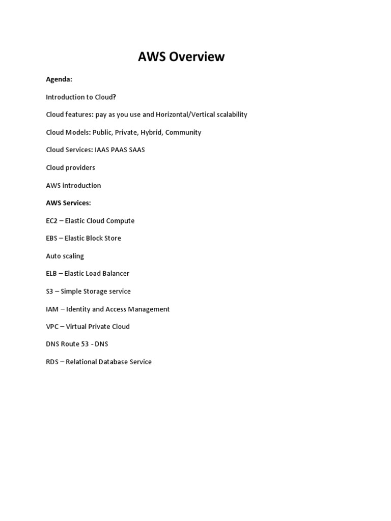 AWS Overview PDF | PDF | Cloud Computing | Load Balancing (Computing)