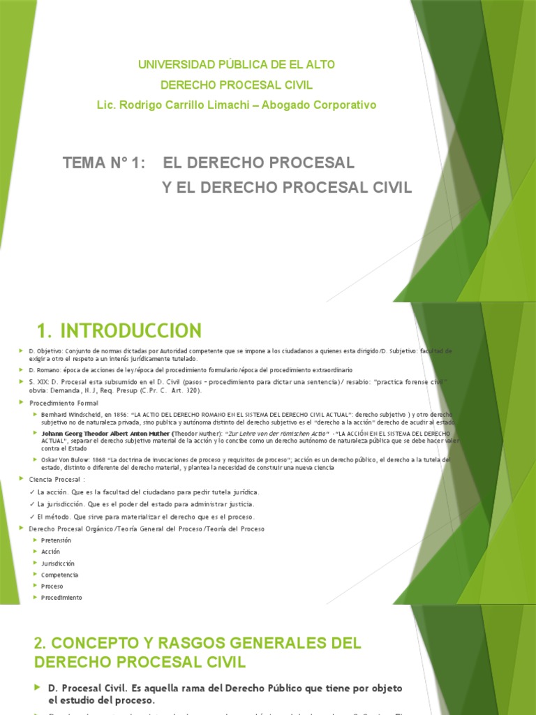 Tema #1 Derecho Procesal Civil | PDF | Ley procesal | Caso de ley